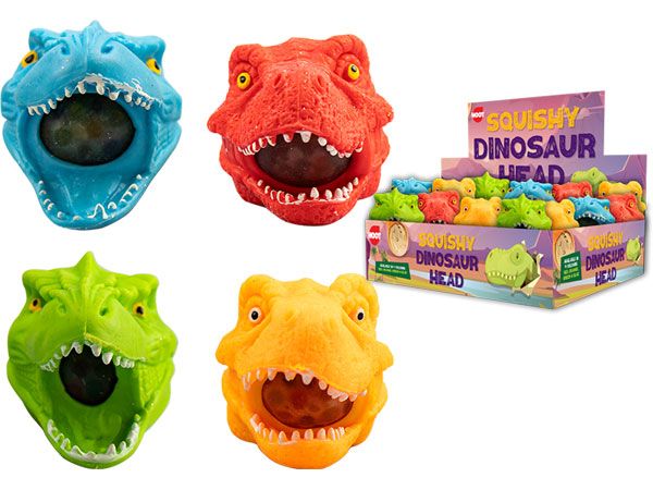 Hoot Toys -12x Squishy Dinosaur Heads In Display Unit zzz
